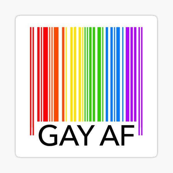 "GAY AF - Pride Rainbow Flag Barcode" Sticker by Thelittlelord | Redbubble