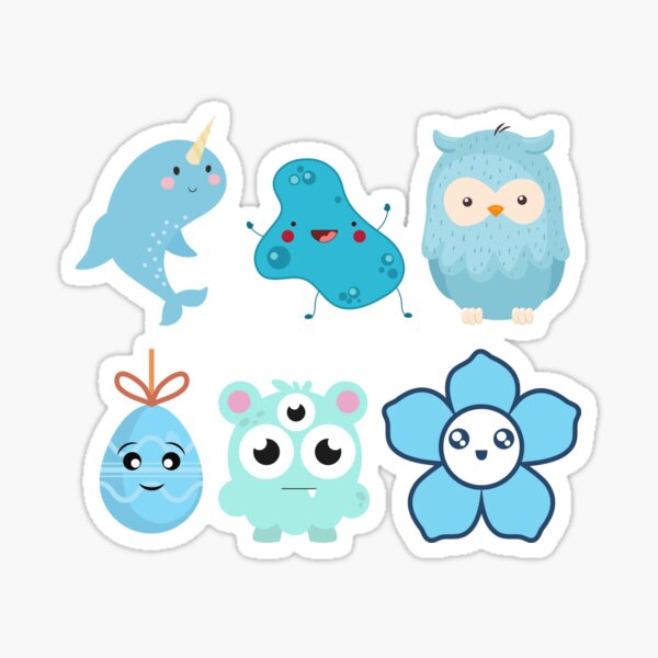 "Kawaii Shades of Blue" Sticker for Sale by ArtWavez | Redbubble