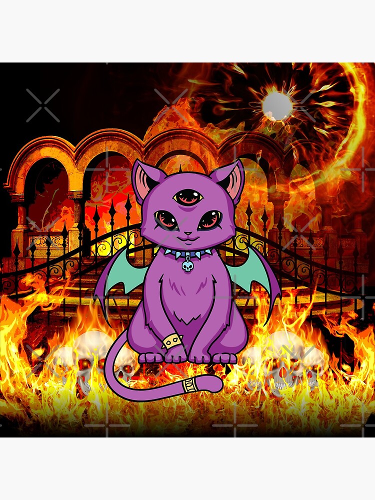 "Pastel Anime Kawaii Demon Cat in Hell Goth" Art Print by Drathaar ...