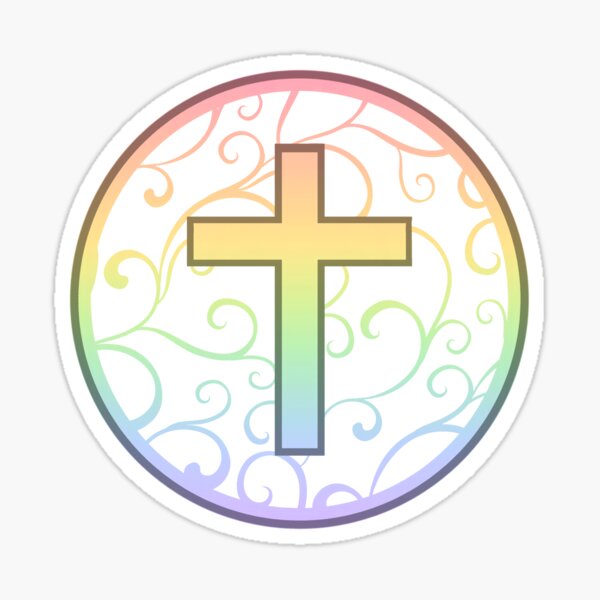 "Rainbow Cross" Sticker for Sale by MoCraftsCo | Redbubble