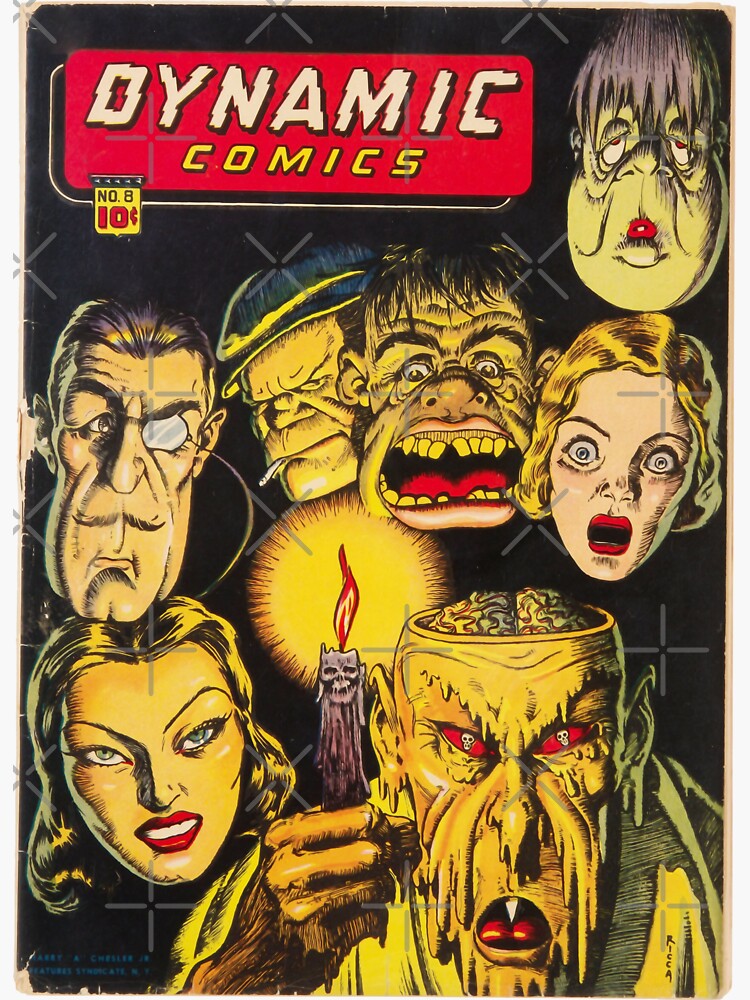 "Dynamic Comics No8 – Retro Vintage Sci-Fi Comic" Sticker for Sale by ...