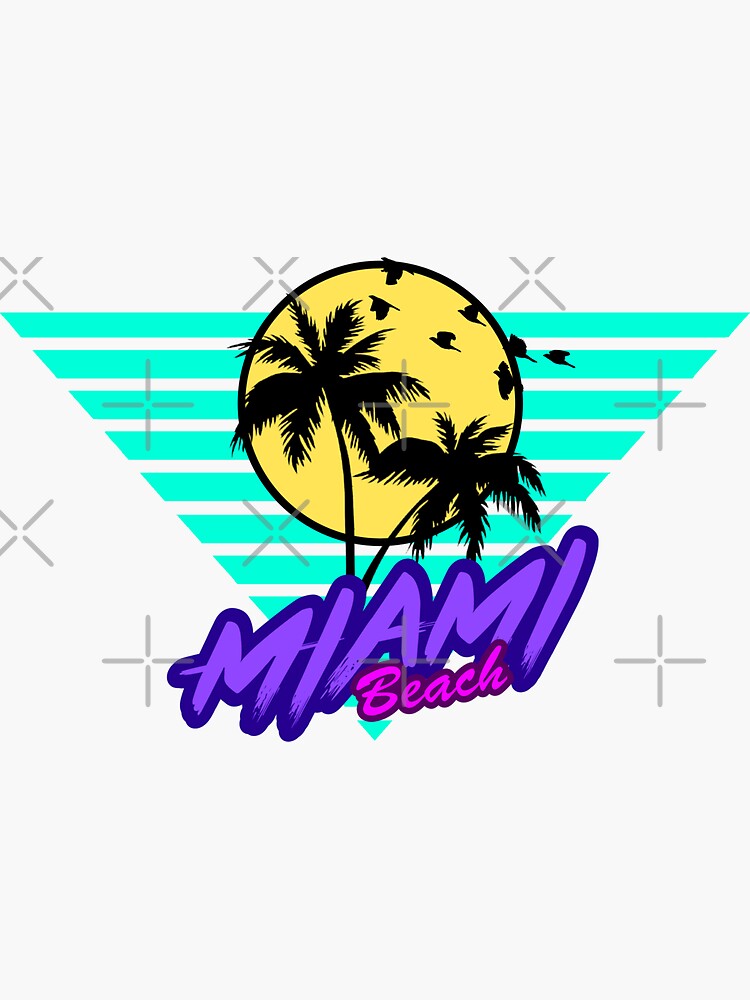 "Miami Beach Sun 80s" Sticker for Sale by Kolsab | Redbubble