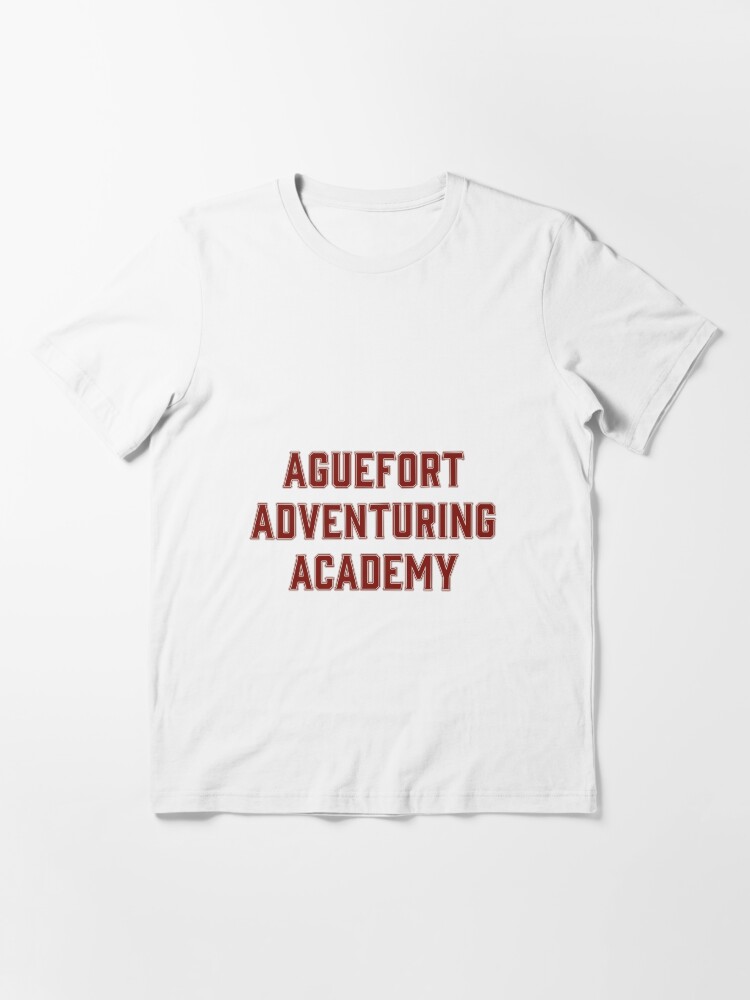 "Aguefort Adventuring Academy text (maroon background)" T-shirt for ...