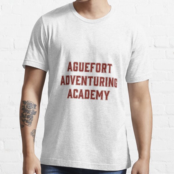"Aguefort Adventuring Academy text (maroon background)" T-shirt for ...