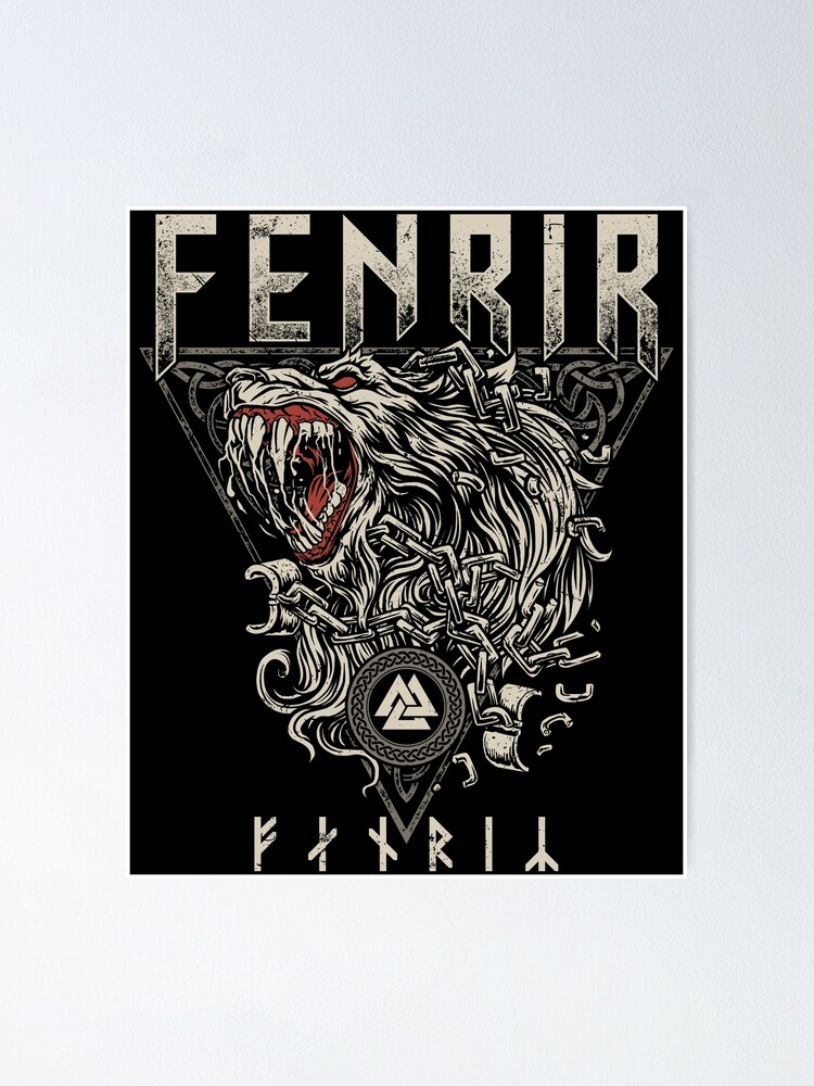 "Wolf Fenrir Futhark Runes Ragnarok Norse Viking Mythology Valknut ...