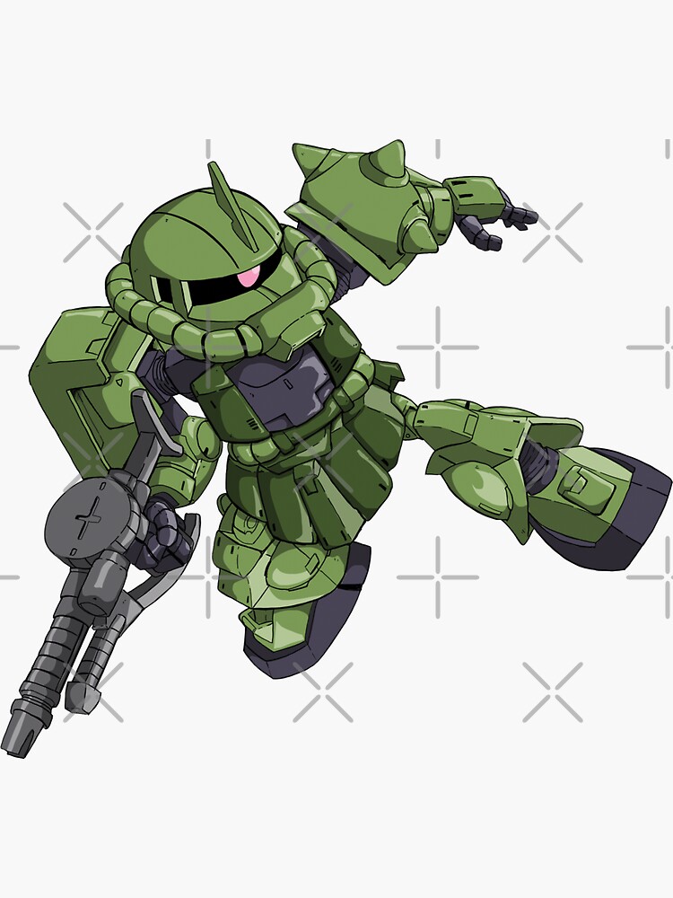 "Green Zaku" Sticker for Sale by MechaRon | Redbubble