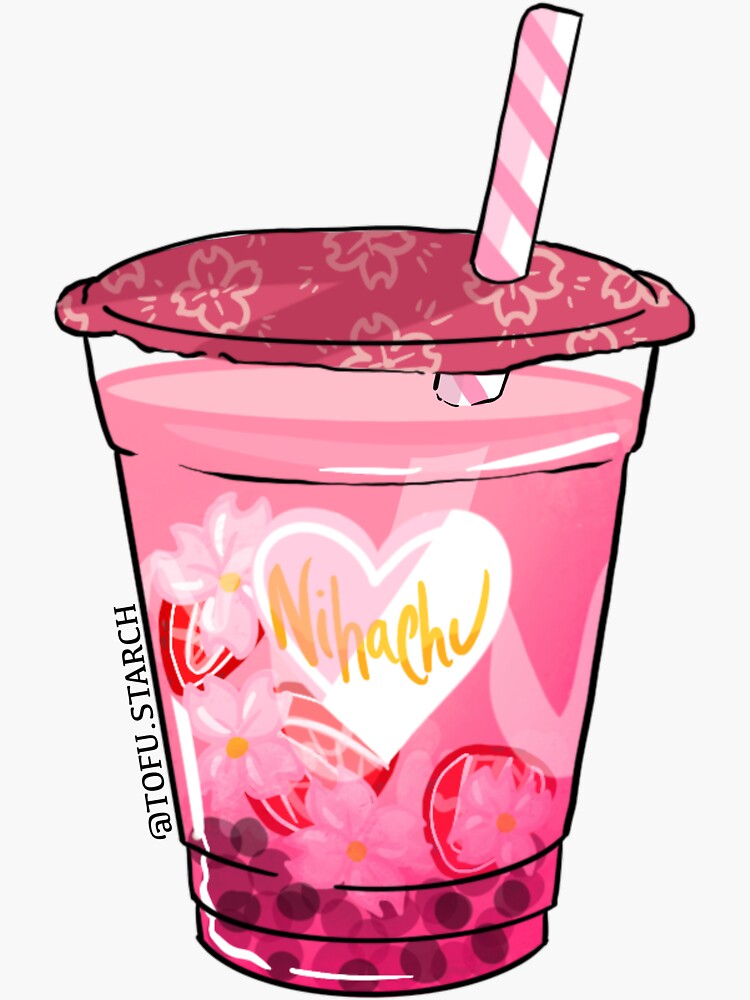 "Nihachu Bubble Tea Large Sticker " Sticker for Sale by TofuStarch ...