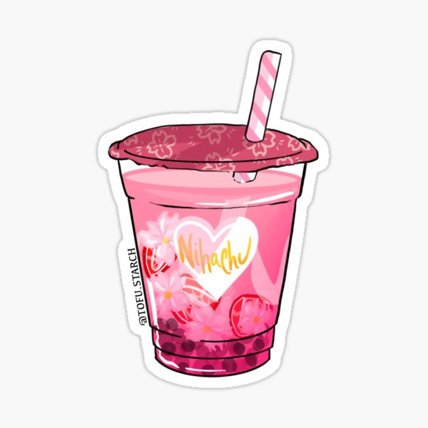 "Nihachu Bubble Tea Large Sticker " Sticker for Sale by TofuStarch ...