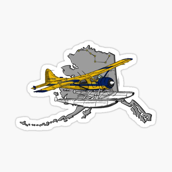 "Alaska Sticker with Dehaviland Beaver Alaska Seaplanes N777DH" Sticker ...