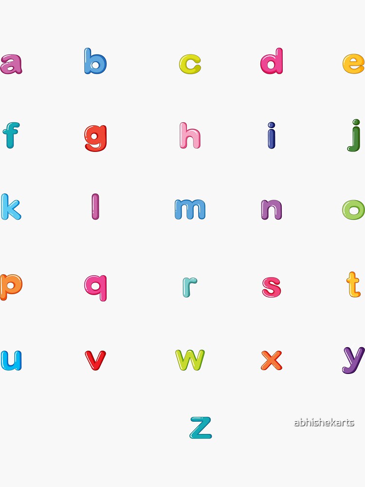 "Alphabets small letters from A to Z" Sticker for Sale by abhishekarts ...
