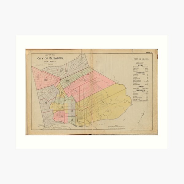"Vintage Map of Elizabeth NJ (1902)" Art Print by BravuraMedia | Redbubble