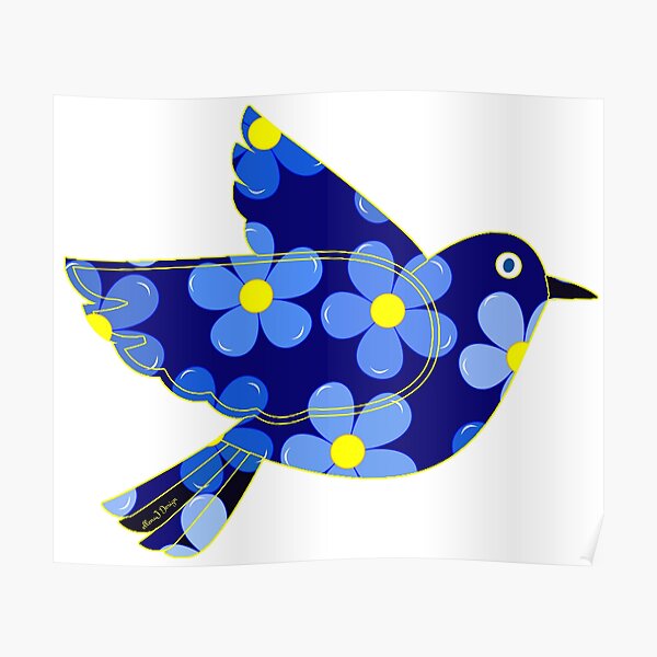 "Blue Bird" Poster for Sale by ellenaJdesign | Redbubble