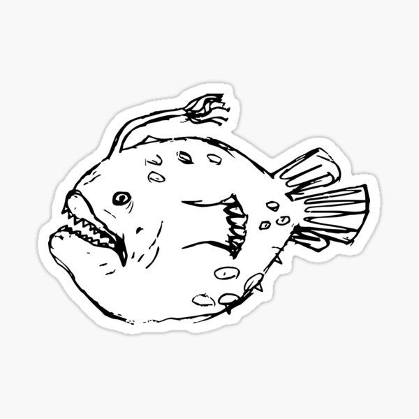"Black illustration of a Atlantic football fish on a plain white ...