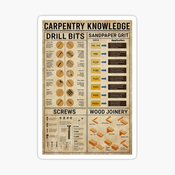 "Carpenters Carpentry Knowledge" Sticker by WilliamsonNancy | Redbubble