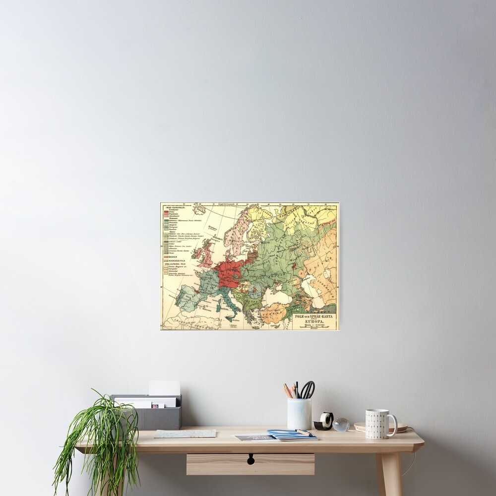 "Vintage Linguistic Map of Europe (1907)" Poster for Sale by ...