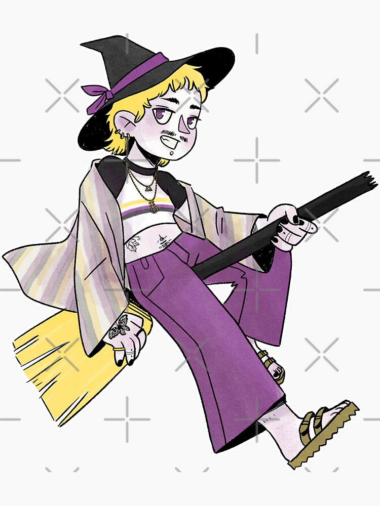 "Non-Binary Witch / Wizard" Sticker for Sale by eliapinko | Redbubble