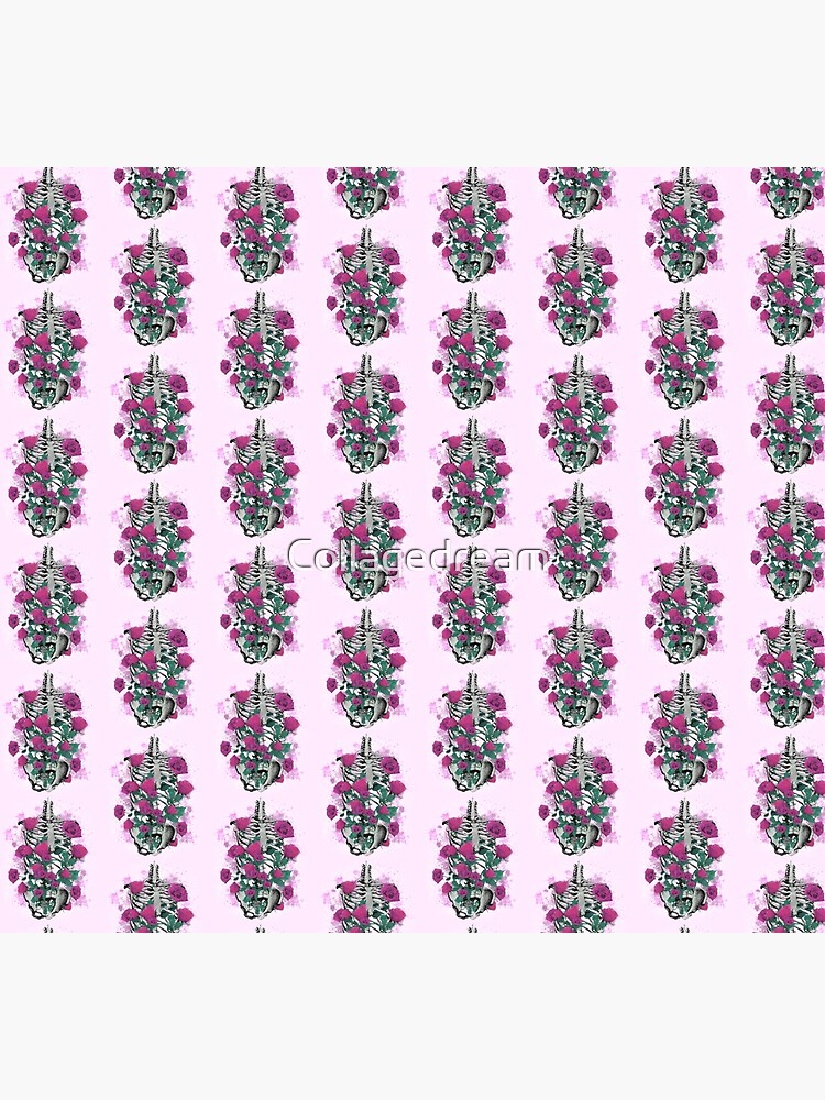 Botanical pink roses anatomy, rib cage, pelvis, roses skeleton ...