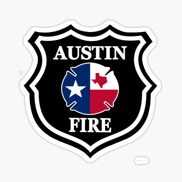 "Austin Fire Badge" Sticker by izzyfroggett | Redbubble