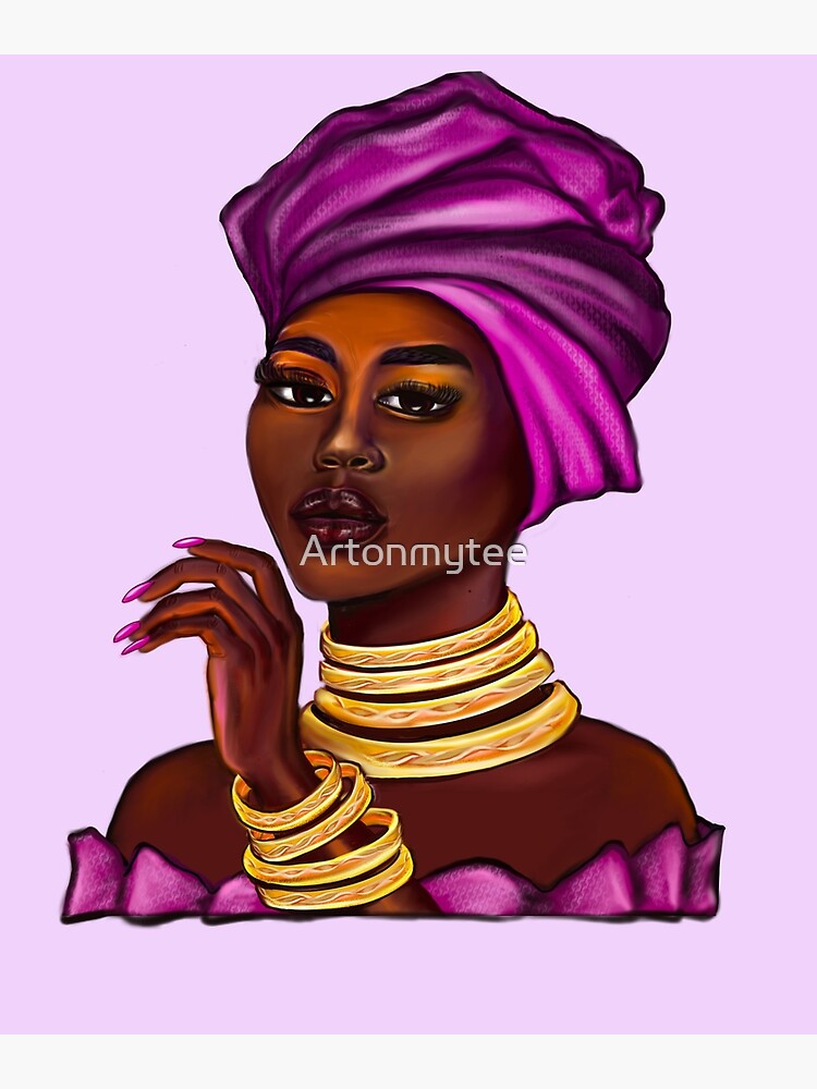 "Queen side eye Black is beautiful black girl with Gold bangles, neck ...