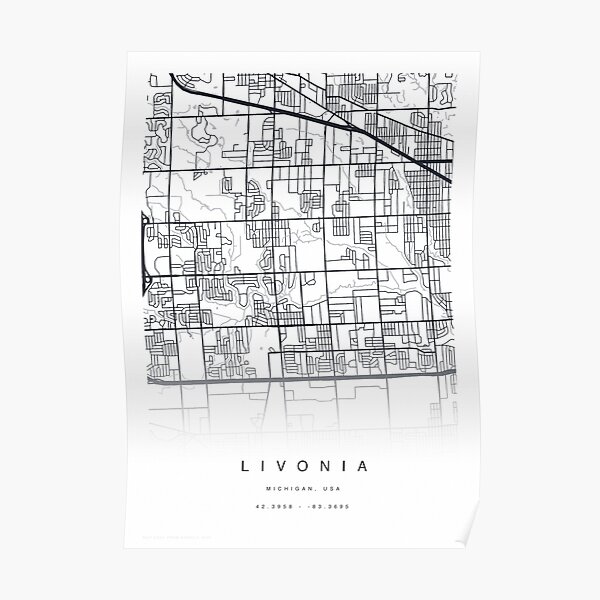 "Livonia, Michigan USA Map Poster" Poster by TheZenSprout | Redbubble