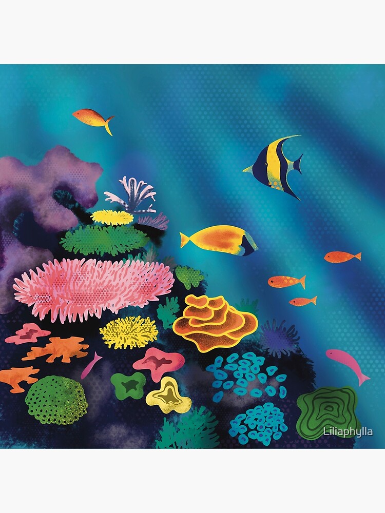 "Coral Reef - Underwater Life - Digital Drawing" Art Print by ...