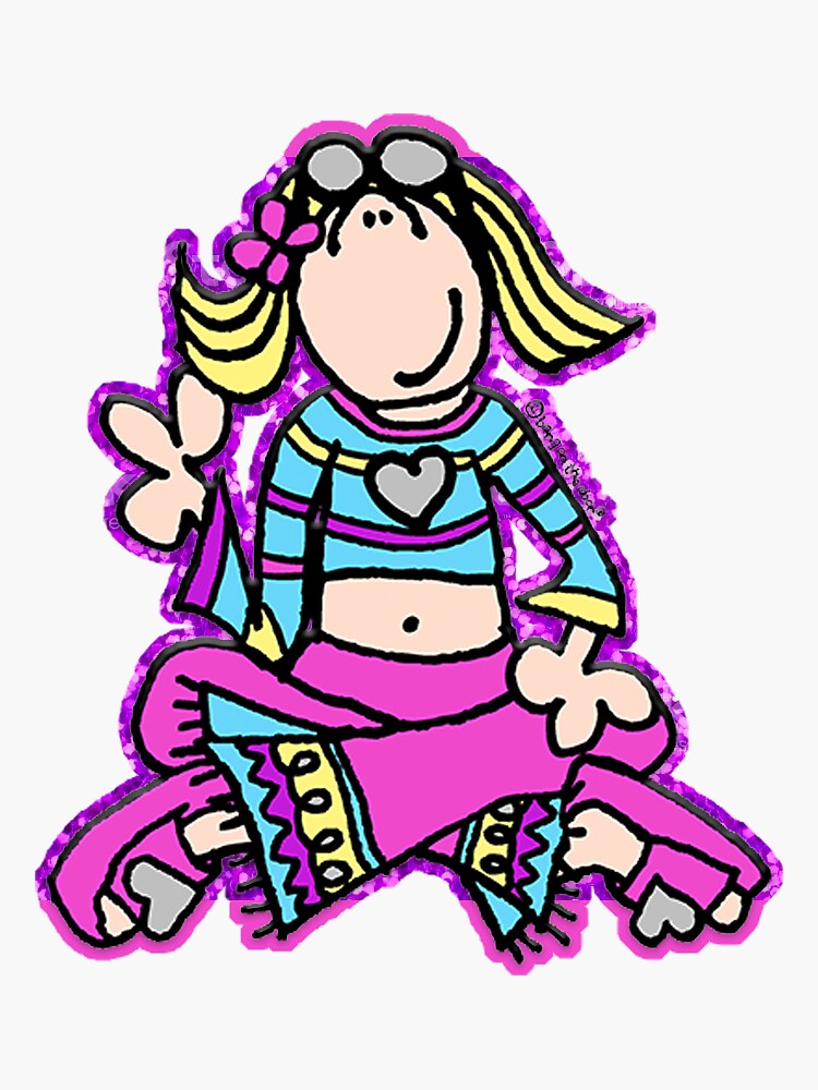 "Groovy Chick Cross Legged Sticker" Sticker for Sale by FullyConfused ...