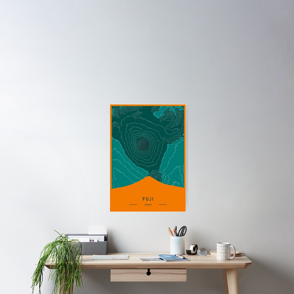 "Colorful topographic map of Mount Fuji - Japan" Poster for Sale by ...
