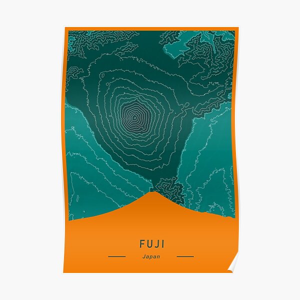 "Colorful topographic map of Mount Fuji - Japan" Poster for Sale by ...