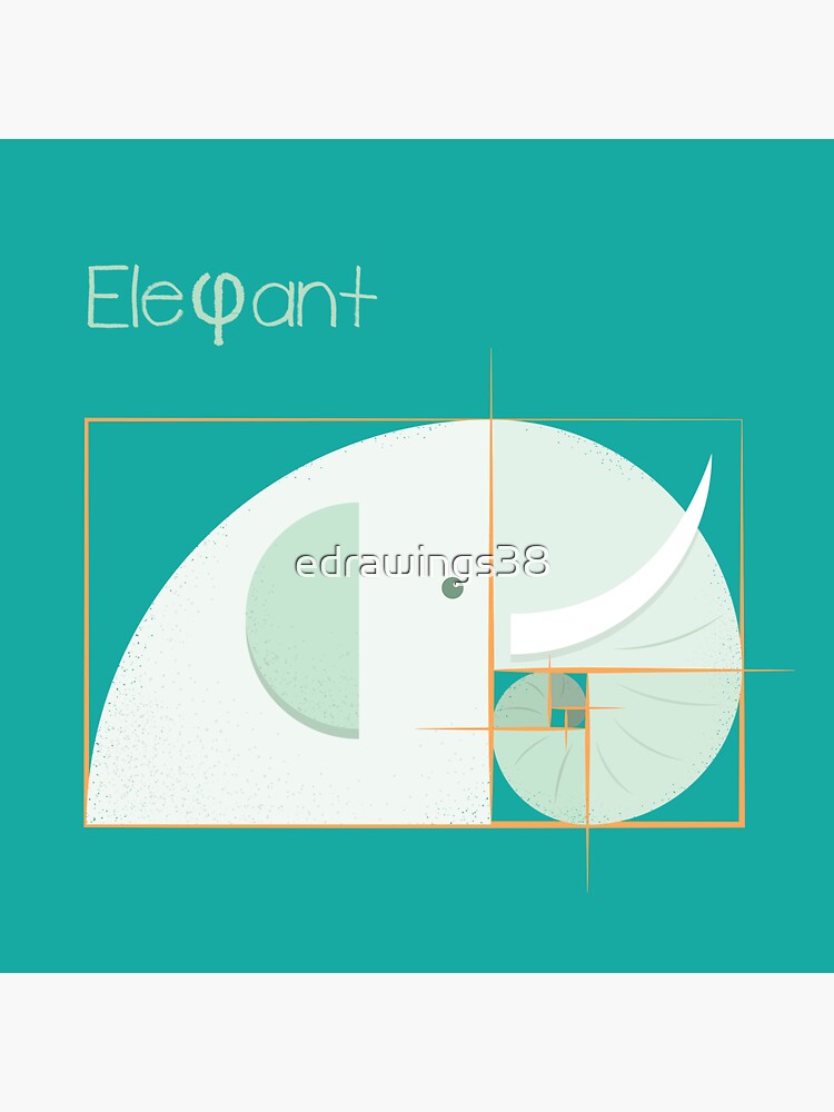 "Elephant Fibonacci Golden ratio Cute funny geek illustration" Sticker ...