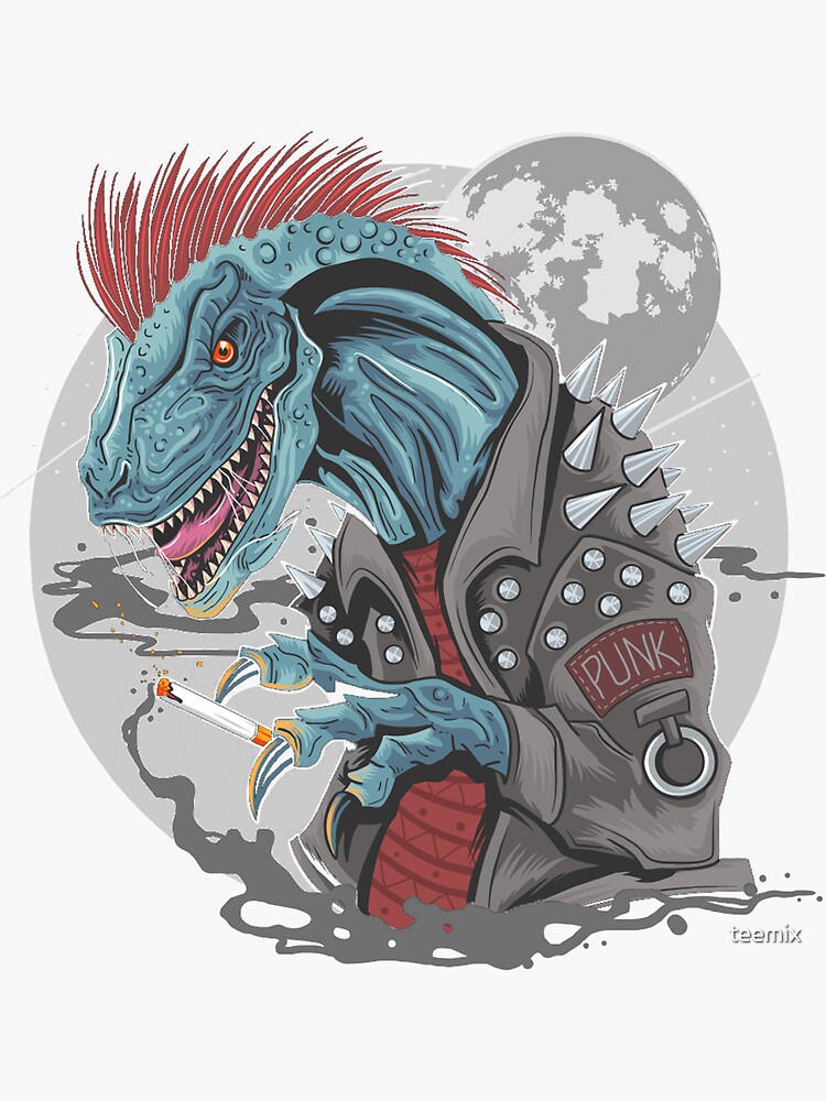 Pegatina «Vector de elemento de dinosaurio Punk Raptor t-rex» de teemix ...
