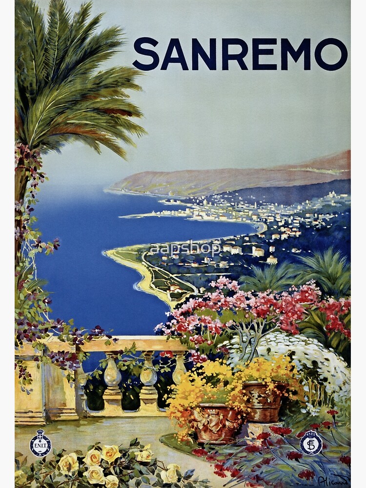 "Vintage Sanremo Italian travel ad" Art Print for Sale by aapshop ...