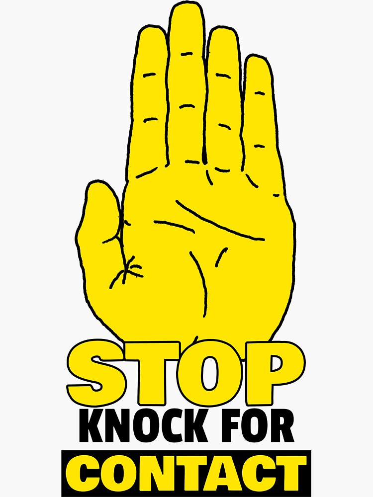 "Stop Knock For Contact" Sticker for Sale by MyClaim | Redbubble