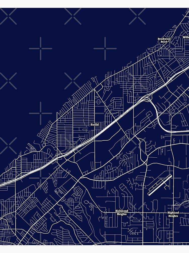 Euclid Ohio Map | Map Of Euclid Ohio | Dark Blue Map Of Euclid Ohio ...