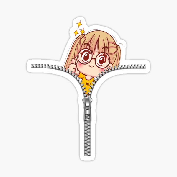 "Zip Cute Cartoon Girl" Sticker for Sale by youneik | Redbubble