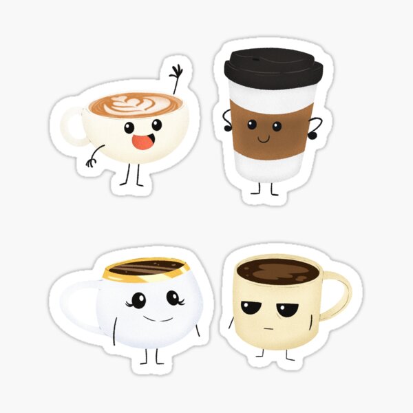 "Coffee Stickers - Multi 4-Pack " Sticker by padiwampus | Redbubble