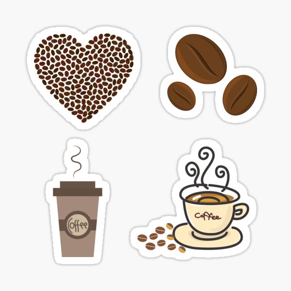 "coffee sticker set of 4, trending coffee art" Sticker by TheAadiArts ...