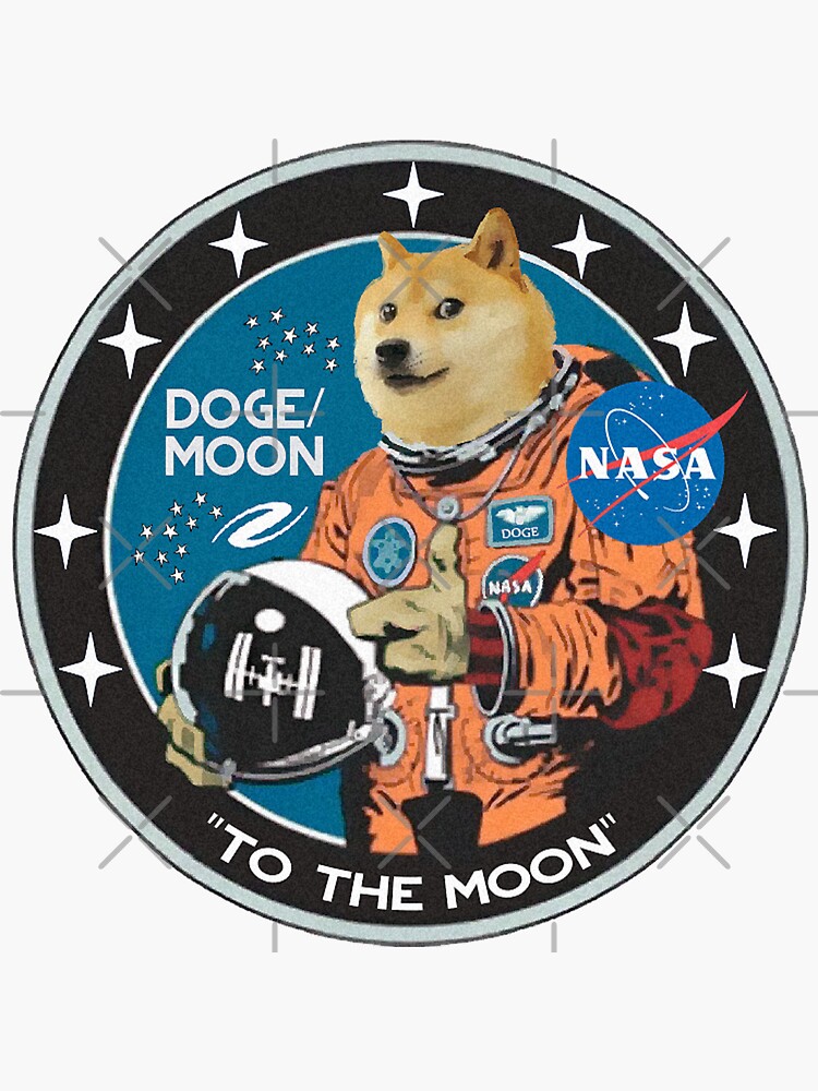 "doge coin kids the moon" Sticker for Sale by shoopspace | Redbubble
