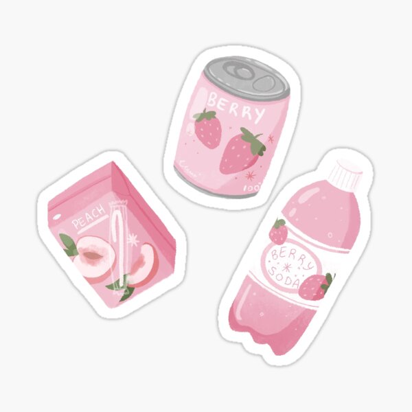 "Pink Pastel Cute Snacks and Drinks" Sticker for Sale by gojibearstudio ...