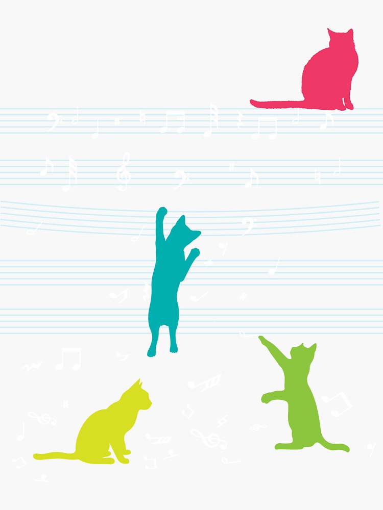"Cats musical notes & clefs musician gift kittens" Sticker for Sale by ...