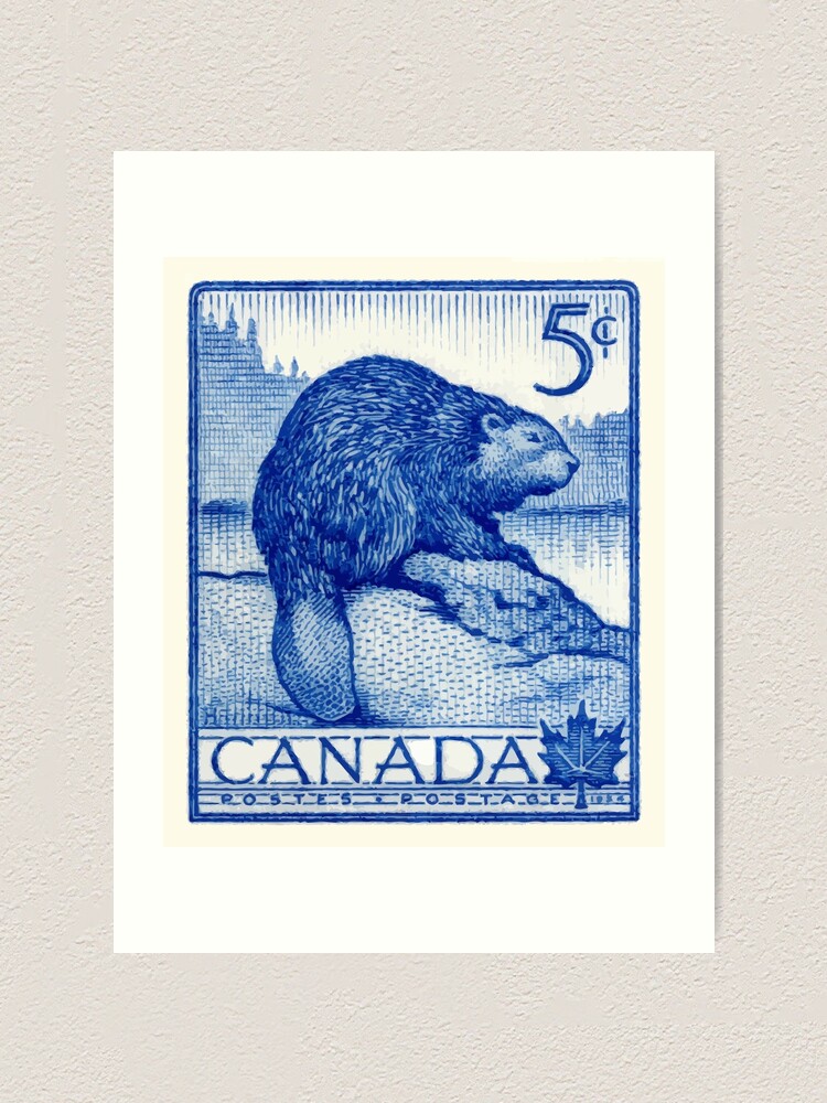 "Vintage 1954 Canada Beaver Postage Stamp" Art Print for Sale by ...