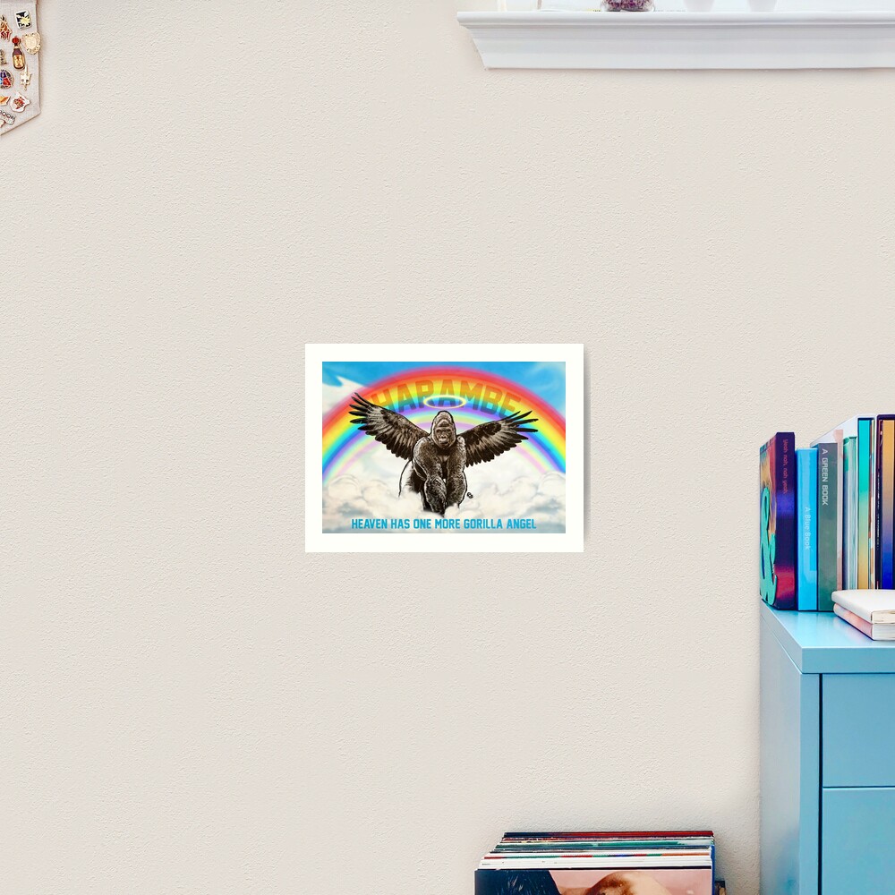 "Harambe - Heaven has another Gorilla Angel" Art Print by MrFoz | Redbubble