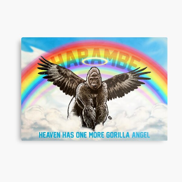 "Harambe - Heaven has another Gorilla Angel" Metal Print for Sale by ...