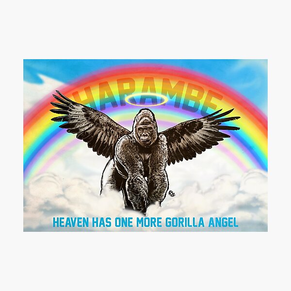 "Harambe - Heaven has another Gorilla Angel" Photographic Print for ...