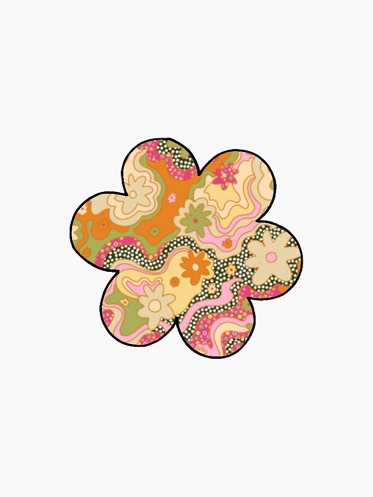 "Pink Groovy Flower Sticker" Sticker by lilithdesigns | Redbubble