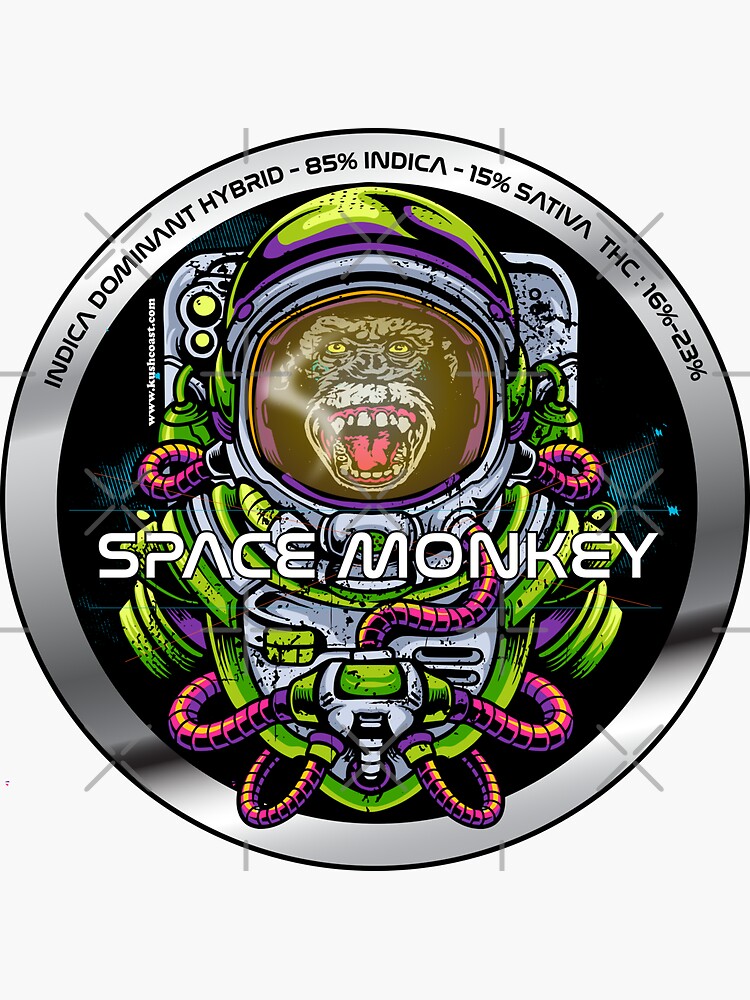 "Space Monkey Cannabis Strain Art" Sticker for Sale by kushcoast ...