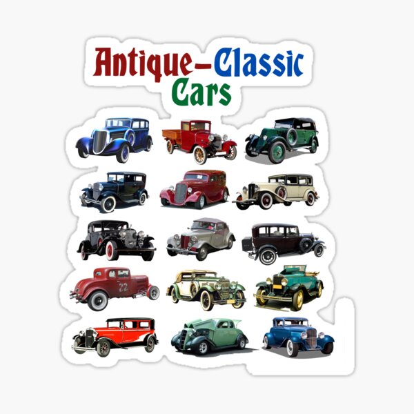 " Antique Classic Vintage Retro Oldtimer Automobiles " Sticker for Sale ...