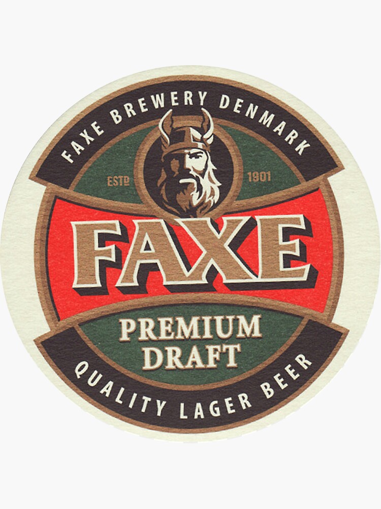 "faxe premium beer merch" Sticker for Sale by pinguin333 | Redbubble