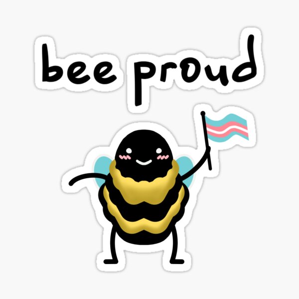 "bee proud (trans flag)" Sticker for Sale by emmhu1 | Redbubble