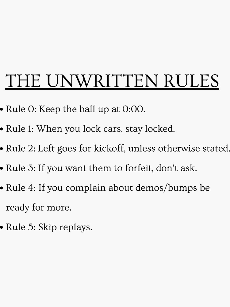 "The unwritten rules" Sticker for Sale by Takushi4 | Redbubble