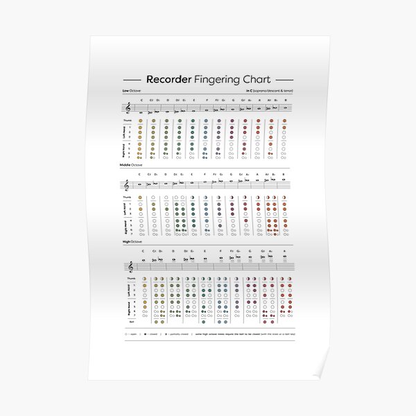 "Recorder Fingering Chart - Soprano" Poster for Sale by pennyandhorse ...